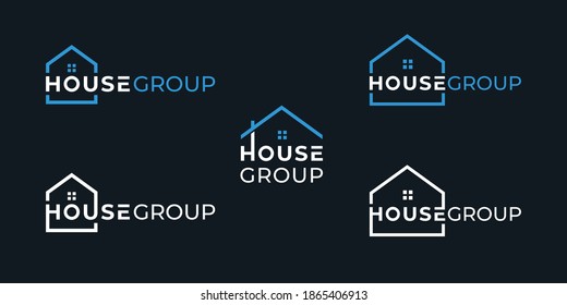 House Group Logo Set Design Collection Stock Vector (Royalty Free ...