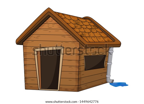 House Gutter Roof Rain Puddle Cartoon Stock Vector (Royalty Free ...