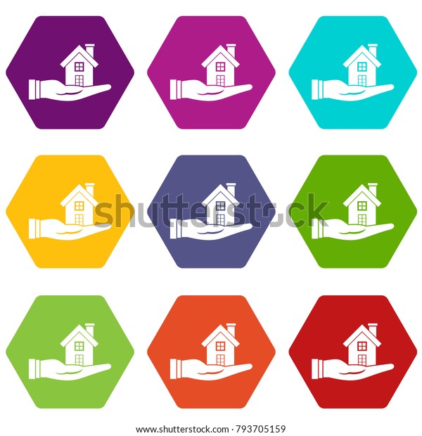 House Hand Icon Set Many Color Stock Vector (Royalty Free) 793705159 ...