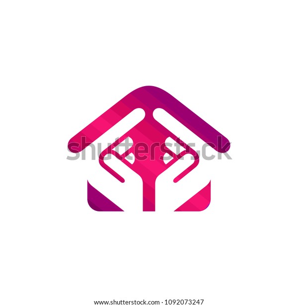 House Hand Logo Design Stock Vector (Royalty Free) 1092073247 ...