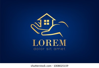 House Hand Logo Hand Holding House Stock Vector (Royalty Free ...