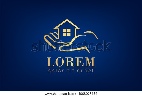 House Hand Logo Hand Holding House Stock Vector (Royalty Free ...
