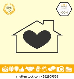 House Heart Symbol Stock Vector (Royalty Free) 595415981