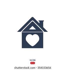 House Heart Vector Outline Icon Love Stock Vector (Royalty Free ...