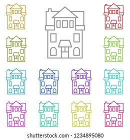 House Icon Multi Color Simple Outline Stock Vector (Royalty Free ...