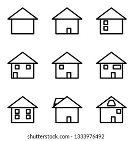 House Icon Set Black White Vector Stock Vector (Royalty Free ...