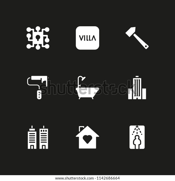 House Icon Set Hammer Paint Roller Stock Vector (Royalty Free ...