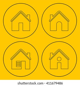 House Icon Set On Yellow Background Stock Vector (Royalty Free ...