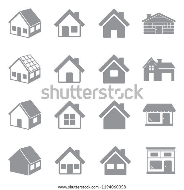 House Icons Gray Flat Design Vector Stock Vector (Royalty Free) 1194060358