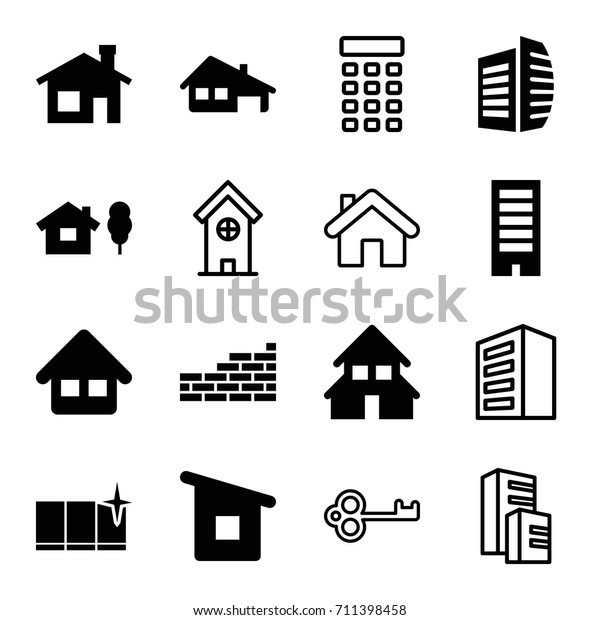 House Icons Set Set 16 House Stock Vector (Royalty Free) 711398458 ...
