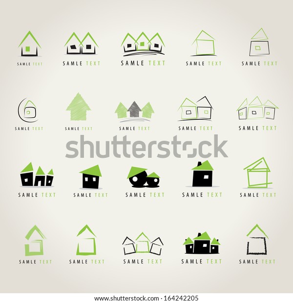 Conjunto De Iconos De Casa - Aislados En Fondo Gris - Ilustración ...