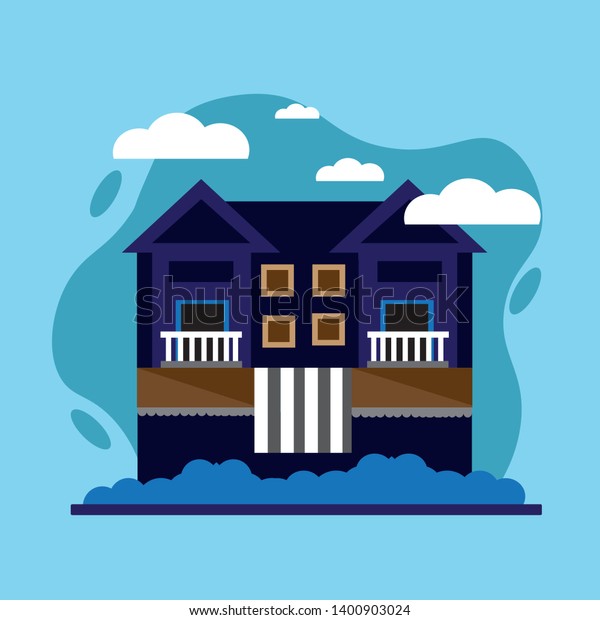 House Illustration Building Background Template Design Stock Vector ...