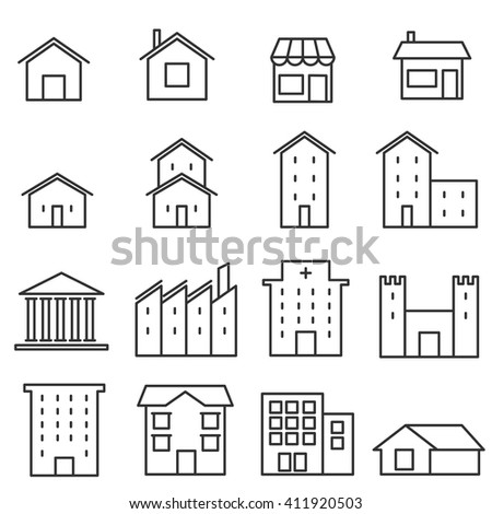 House Line Icon Buildings Line Vector 스톡 벡터(사용료 없음) 411920503 ...
