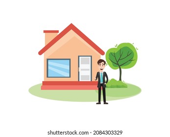 House Man Vector Cartoon Illustration Home Stock Vector (Royalty Free ...