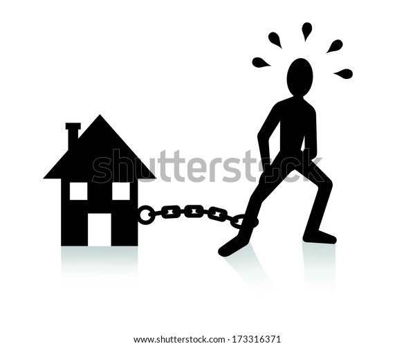 House Mortgage Concept Man Dragging Chains Stock Vector (Royalty Free ...