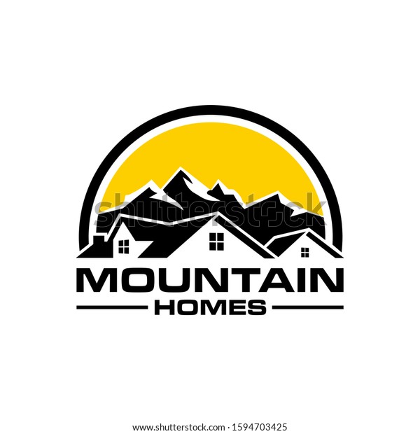 House in the mountain area. Vector logo template.