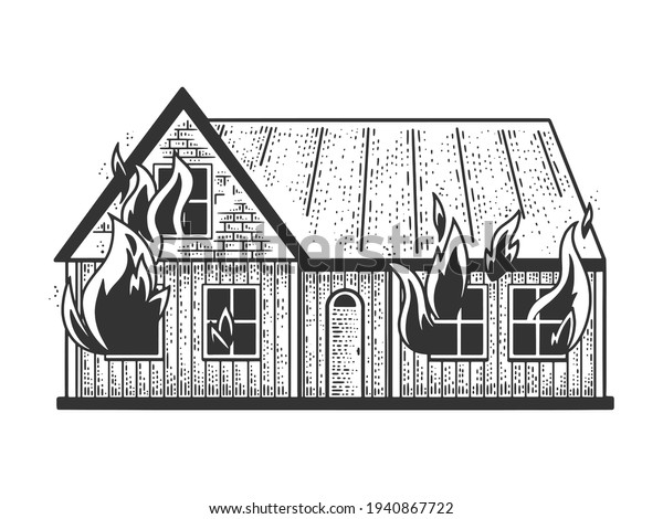 House On Fire Sketch Engraving Vector Stock Vector (Royalty Free ...