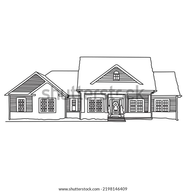 House One Line Drawingvector Line Art Stock Vector (Royalty Free ...