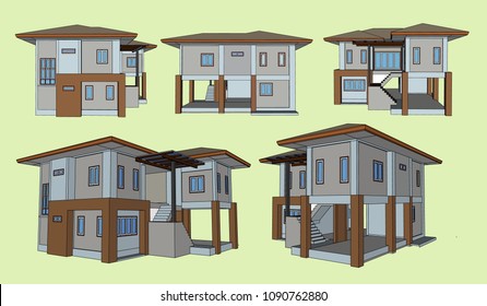 Beautiful Cottage Small House Illustration Vector Stock Vector (Royalty ...