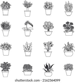 House Plants Vector Outline Icon Collection Stock Vector (Royalty Free ...