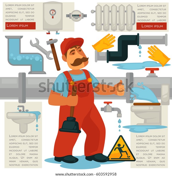 House Plumbing Poster Infographics Vector Template Stock Vector ...