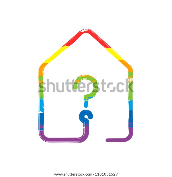 House Question Mark Icon Line Style Stock Vector (Royalty Free ...
