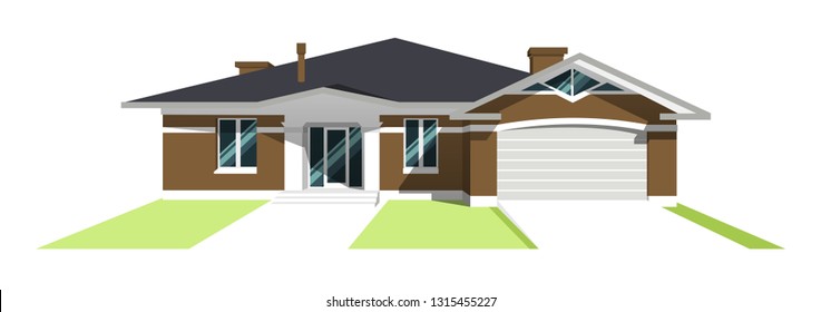 House Realistic Style Front View Onestorey Stock Vector (Royalty Free ...