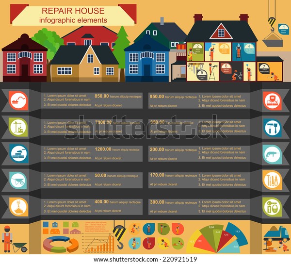House Repair Infographic Set Elements Vector Stock Vector (Royalty Free ...