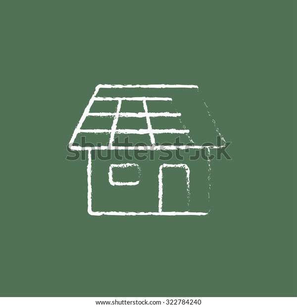 House Solar Panel Hand Drawn Chalk Stock Vector (Royalty Free ...