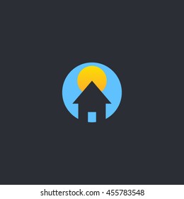 House Sun Background Logo Design Icon Stock Vector (Royalty Free ...