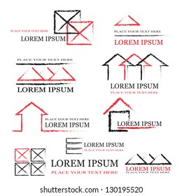 House Symbols Elements Isolated On White Stock Vector (Royalty Free ...