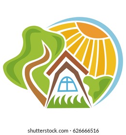 House Tree Sun Vector Illustration Stock Vector (Royalty Free ...