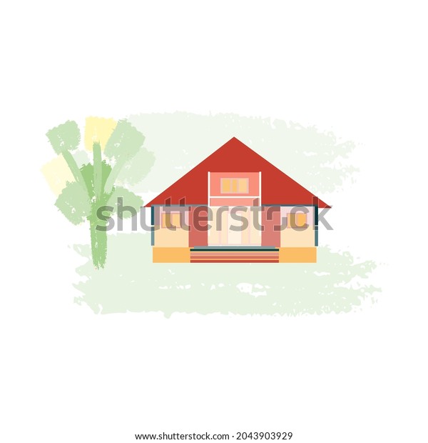 House Tree Vector Illustration Stock Vector (Royalty Free) 2043903929 ...