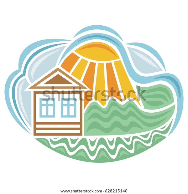House Trees Sun Sky Vector Illustration Stock Vector (Royalty Free ...