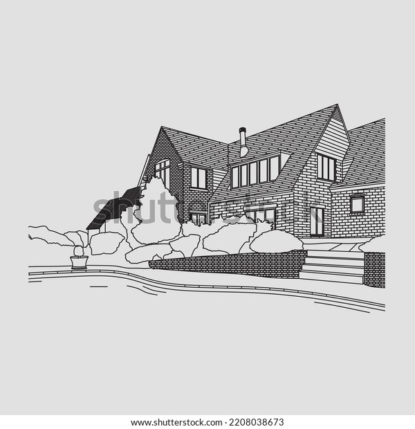 House Vector Home Exterior Vector Line Stock Vector (Royalty Free ...