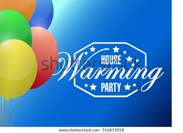 house warming party balloons background sign illustration design graphic