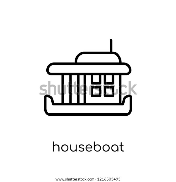 Houseboat Icon Trendy Modern Flat Linear Stock Vector (Royalty Free ...