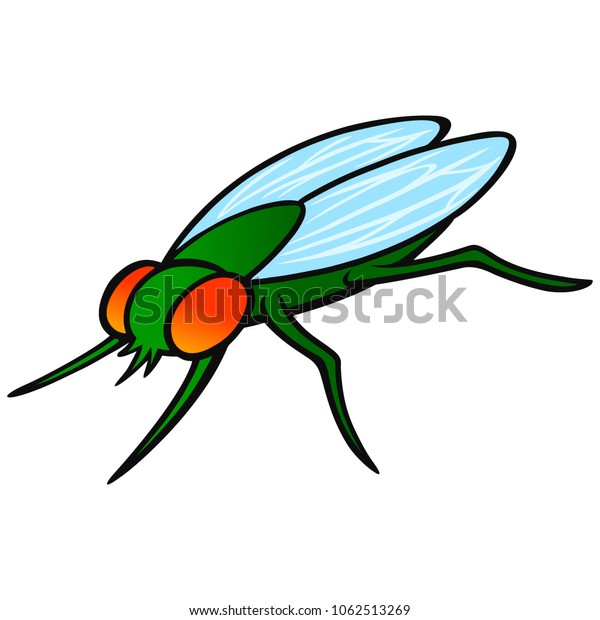 Housefly Vector Cartoon Illustration Common Housefly 스톡 벡터(로열티 프리 ...