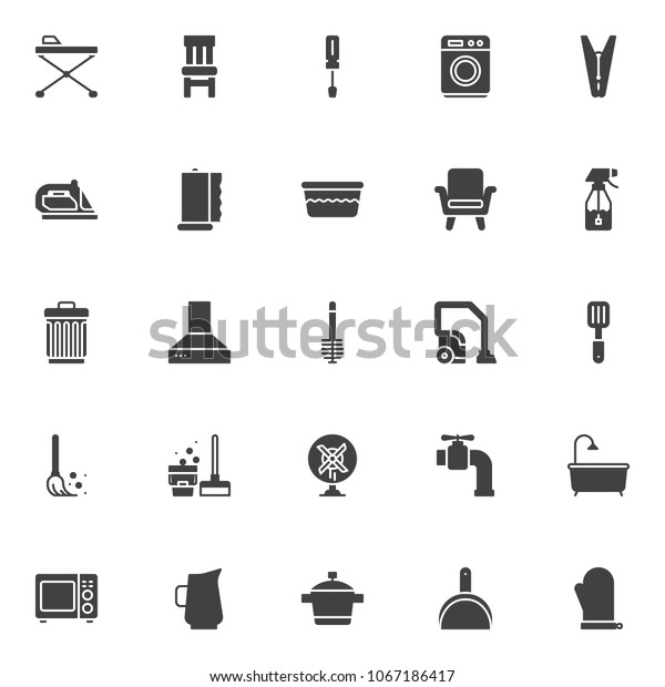 Household Equipment Vector Icons Set Modern 스톡 벡터(로열티 프리) 1067186417 ...