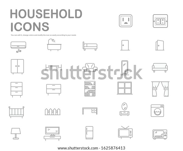Household Icon Set Grey Icon Stock Vector (Royalty Free) 1625876413 ...