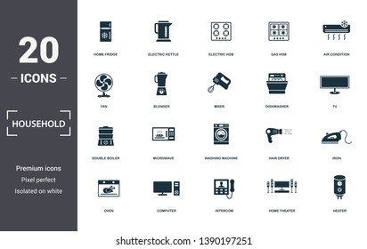Household Icons Set Collection Includes Simple Stock Vector (Royalty ...