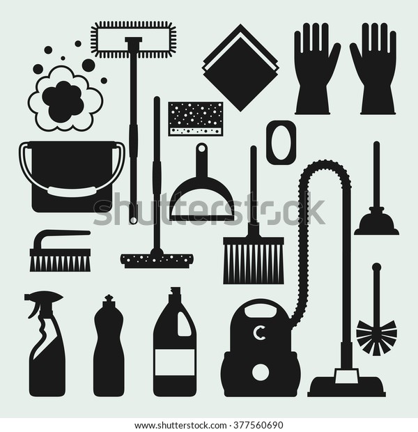 Housekeeping Cleaning Icons Set Image Can Stock Vector (Royalty Free ...