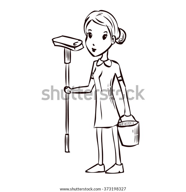 Housemaid Hand Drawn Cartoon Vector Illustration Stock Vector (Royalty ...
