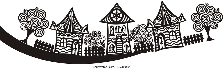 Houses Black Pattern Vector Illustration Stock Vector (Royalty Free ...
