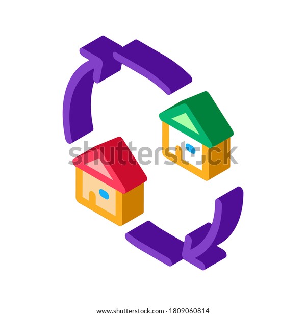 Houses Exchange Icon Vector Isometric Houses Stock Vector (Royalty Free ...