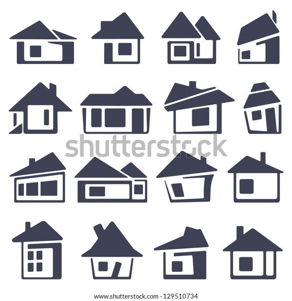 Houses Icons Set Stock Vector (Royalty Free) 129510734 | Shutterstock