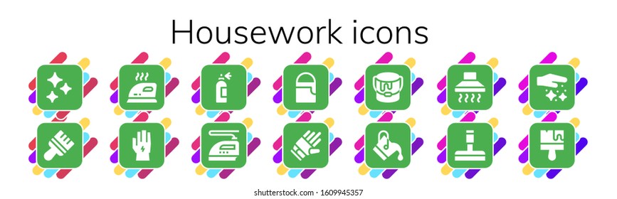 Housework Icon Set 14 Filled Housework Stock Vector (Royalty Free ...