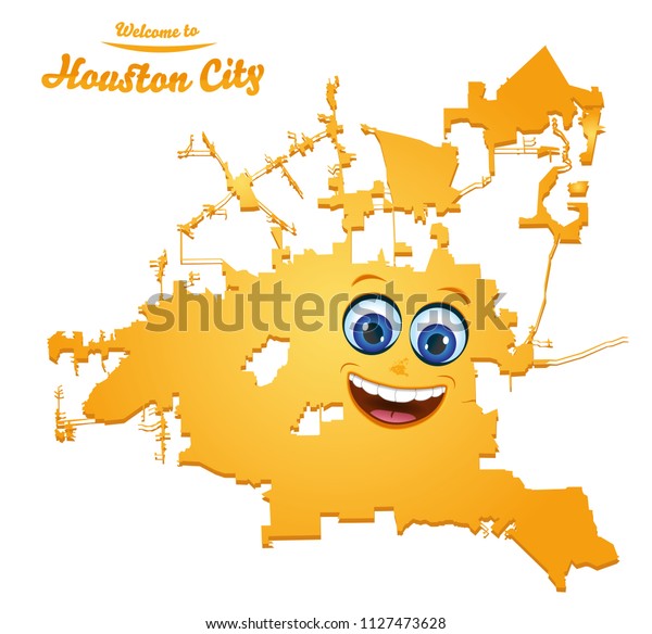 Houston City Map Smiling Face Illustration Stock Vector (Royalty Free ...