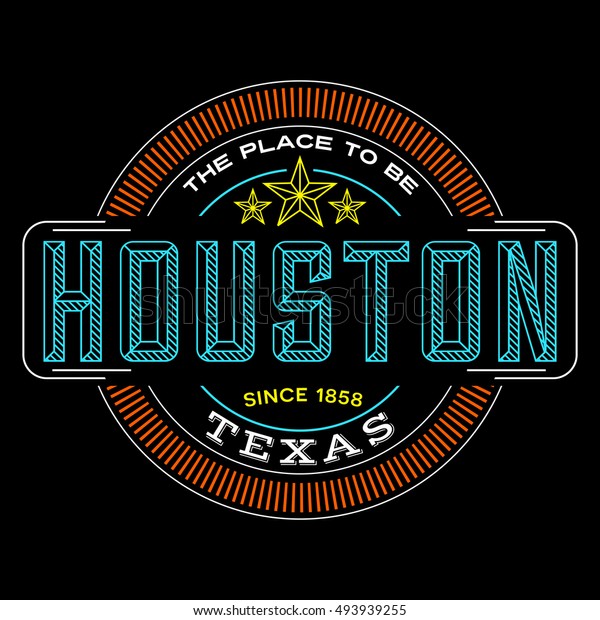 Houston Texas Linear Logo Design T Stock Vector (Royalty Free) 493939255