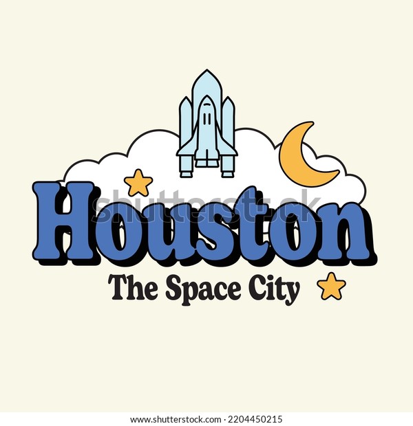 Houston Vector Retro Illustration Text Icon Stock Vector (Royalty Free ...